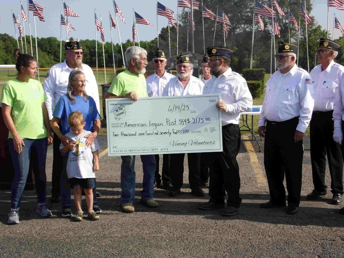 Vining Volunteers donate $2,175 to Morley American Legion for veterans