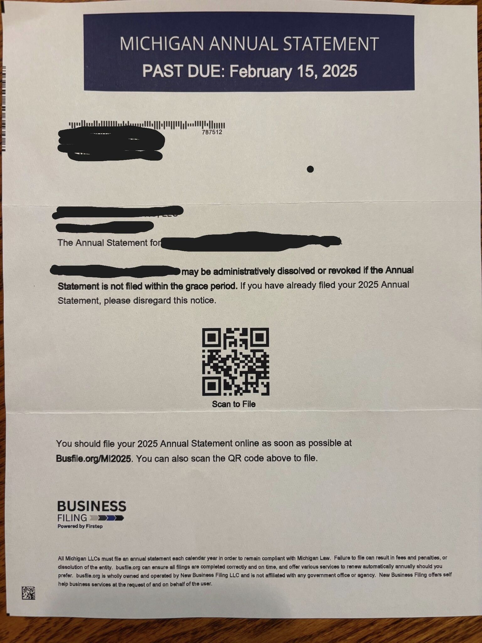LARA cautions LLC owners against mailing scam