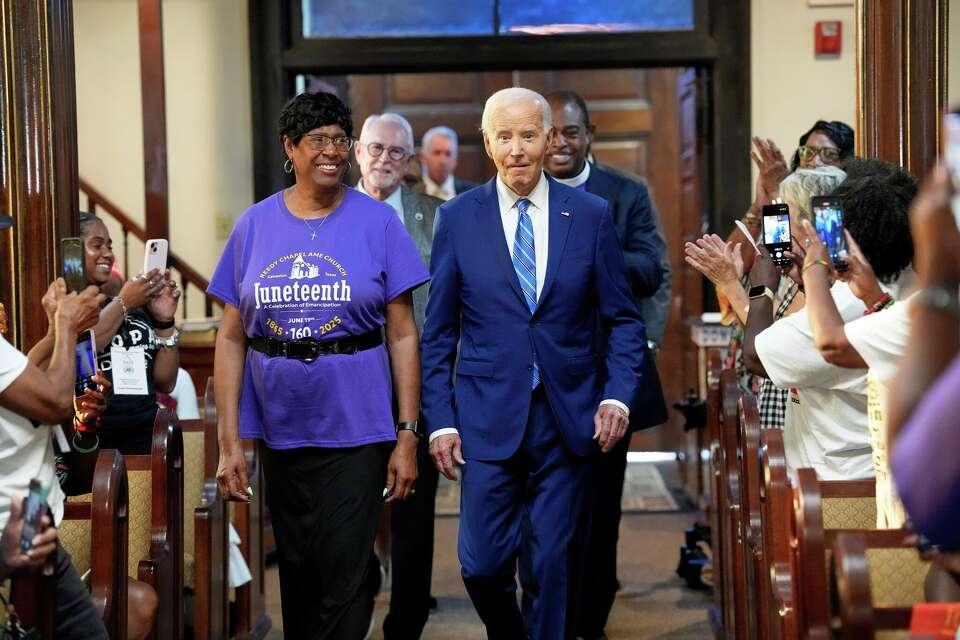 Joe Biden visits Galveston’s historic Reedy Chapel for Juneteenth