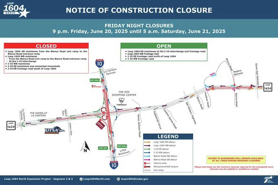 Brace for major closures on Loop 1604 and I-10 within hours
