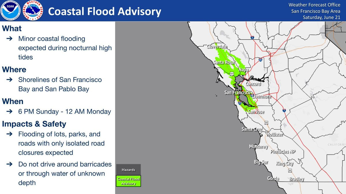 National Weather Service issues flood advisory for SF Bay Area