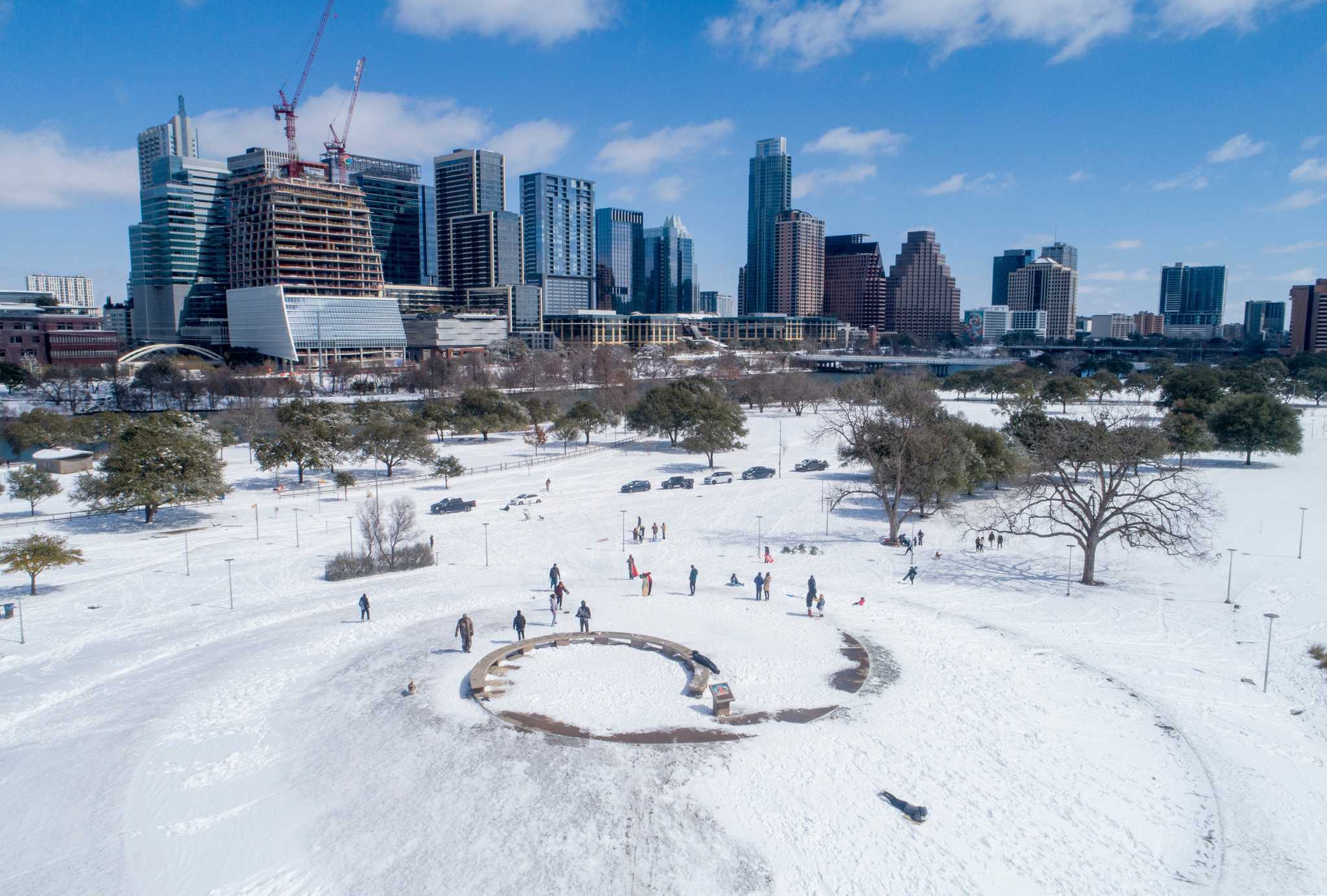 Aerial photos capture 'once in a generation' Austin snow day from above