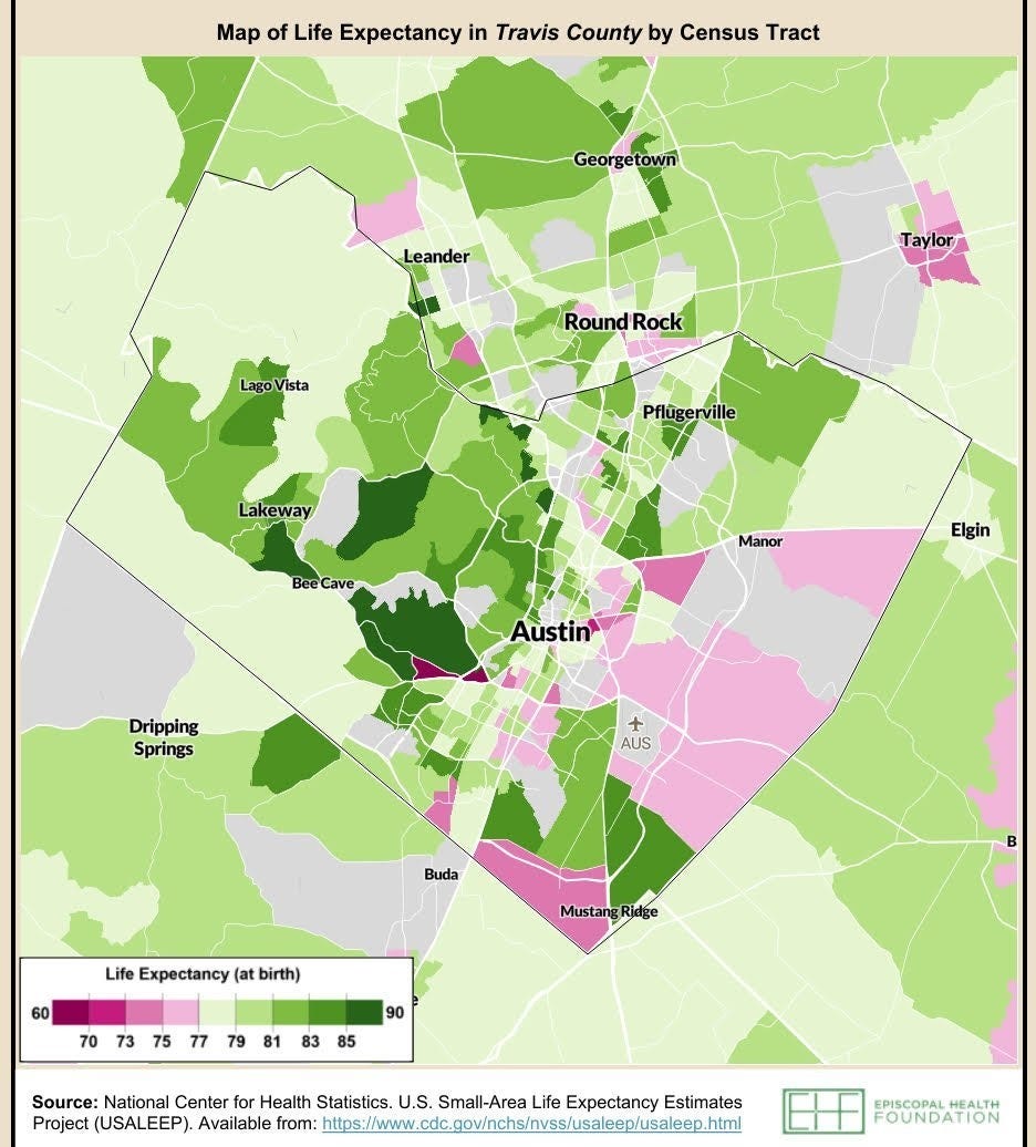 Austin lifespans differ in east-west split