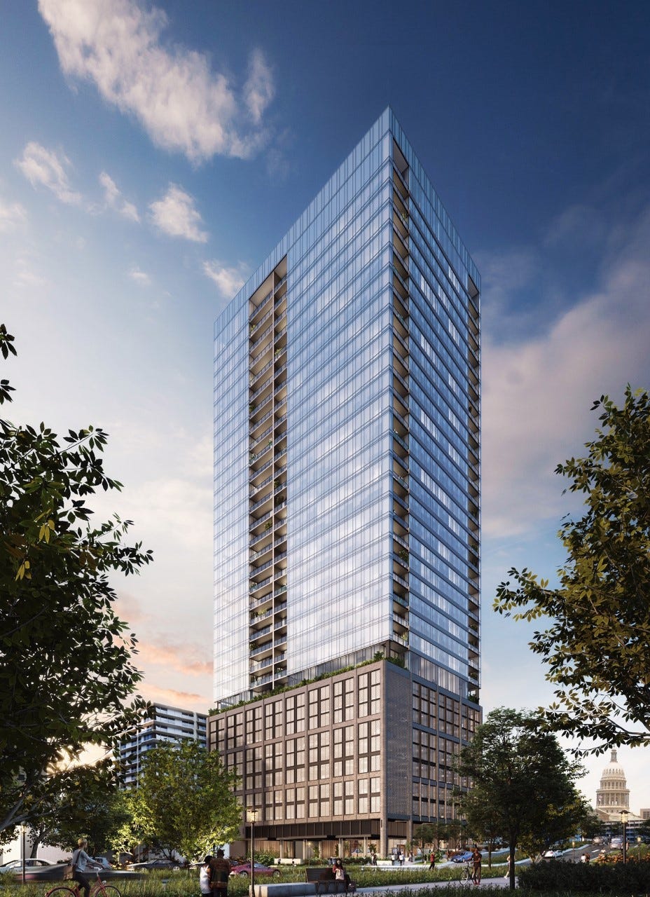 34-story apartment tower planned near Texas Capitol in downtown Austin