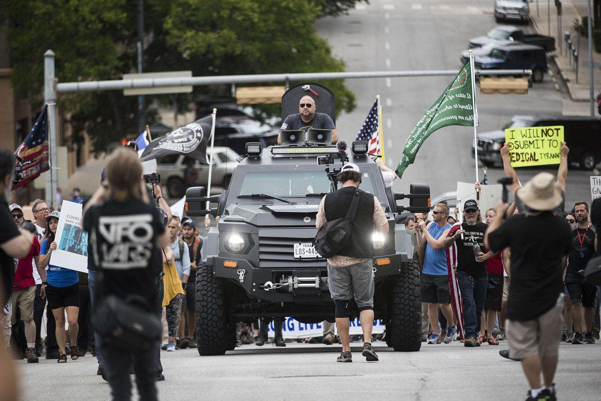 Alex Jones leads anti-mask protest at Capitol
