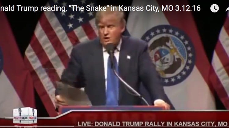 Trump: `You knew damn well I was a snake before you took me in.”
