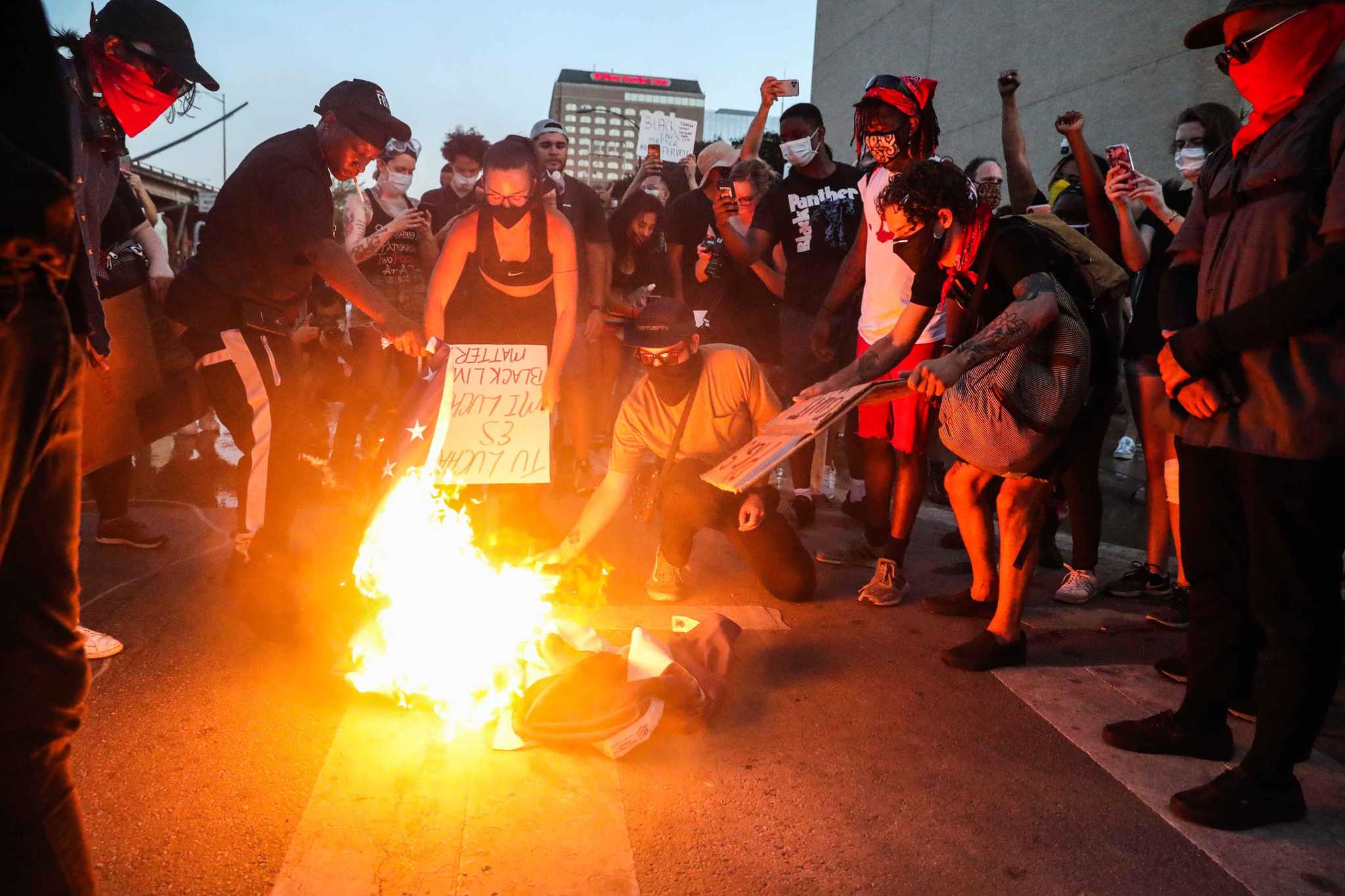 Friday protest turns tense in front of Austin police headquarters
