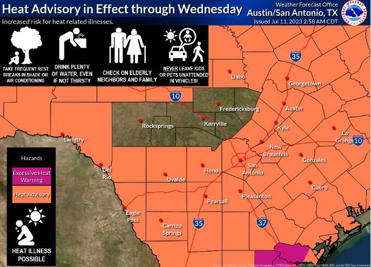Texas heat advisory extended through Wednesday for Travis County