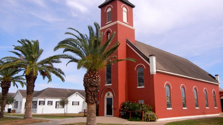 Stop in Vattman for a look at the church and palms