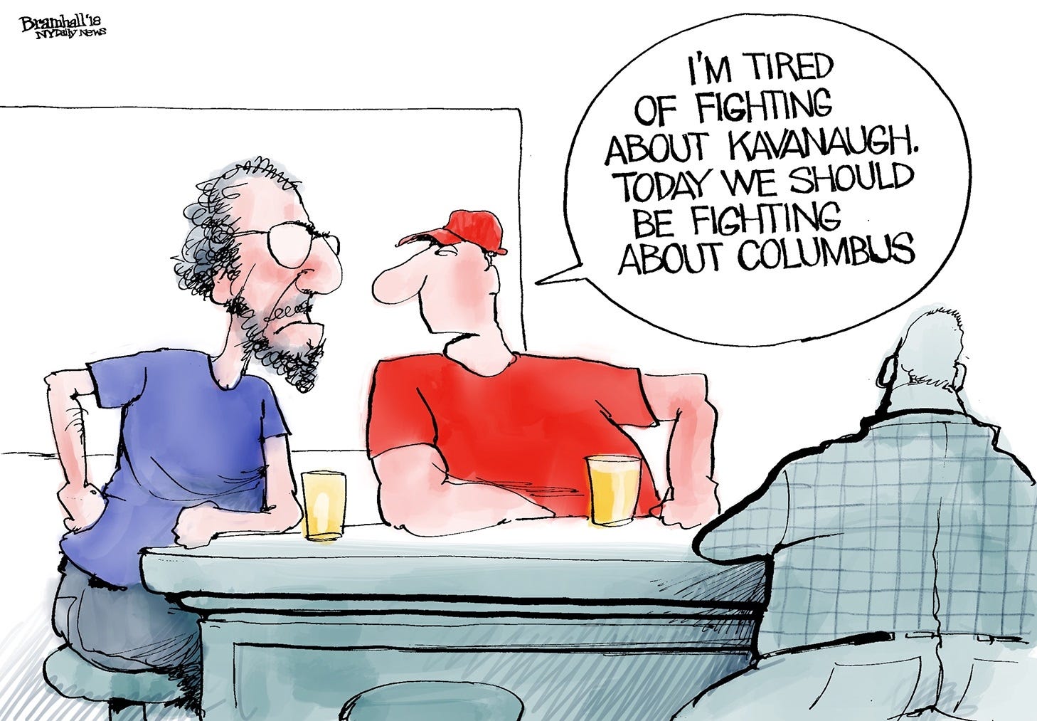 Editorial cartoon: Columbus Day debate
