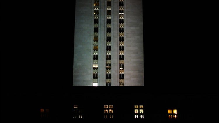 When and why is the UT Tower lit?