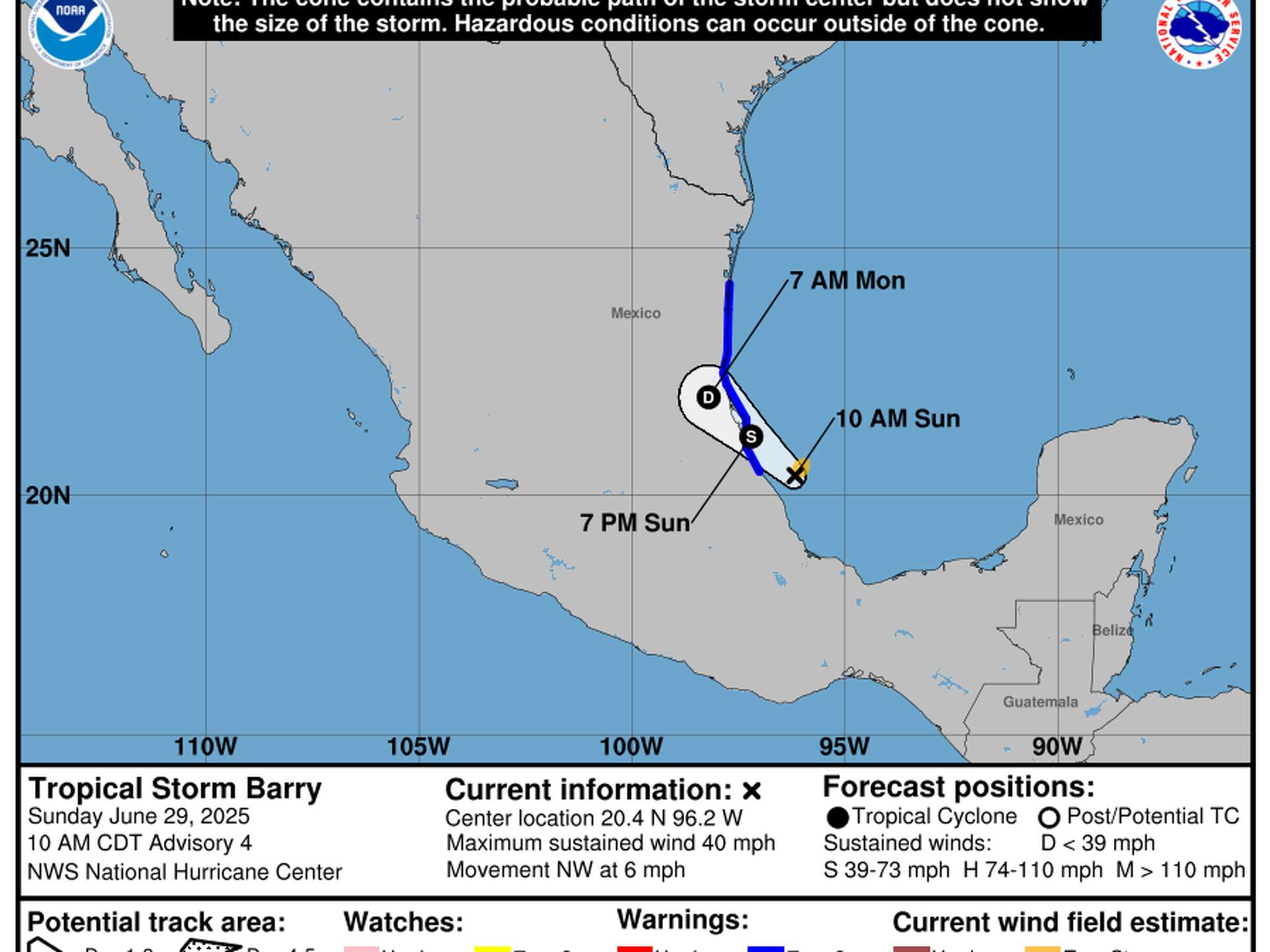 Tropical Storm Barry has formed south of Texas. Here's its path.