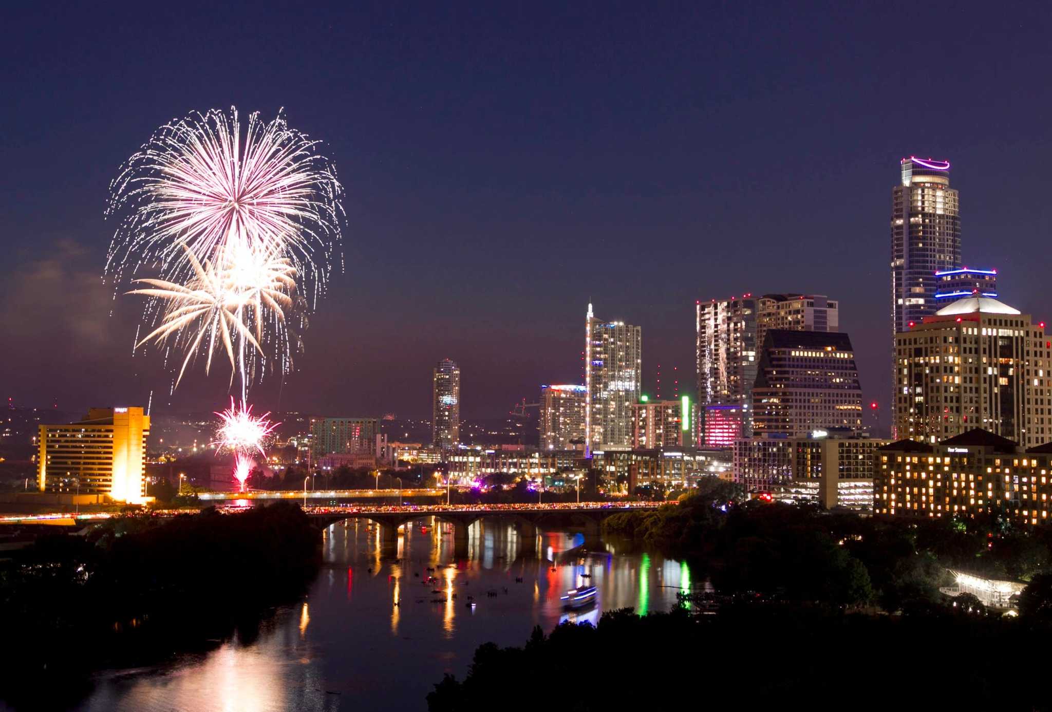 Austin road closures map for 4th of July fireworks show in downtown