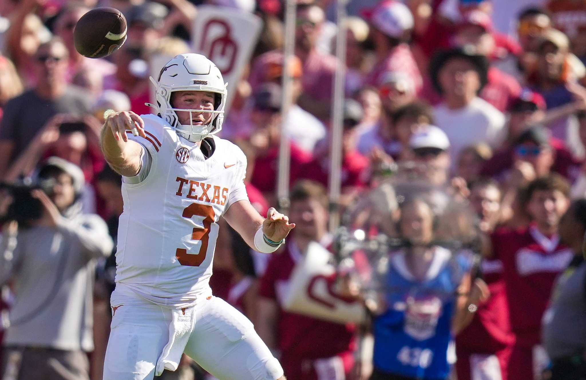 Texas quarterback Quinn Ewers reflects on return from injury, Oklahoma performance