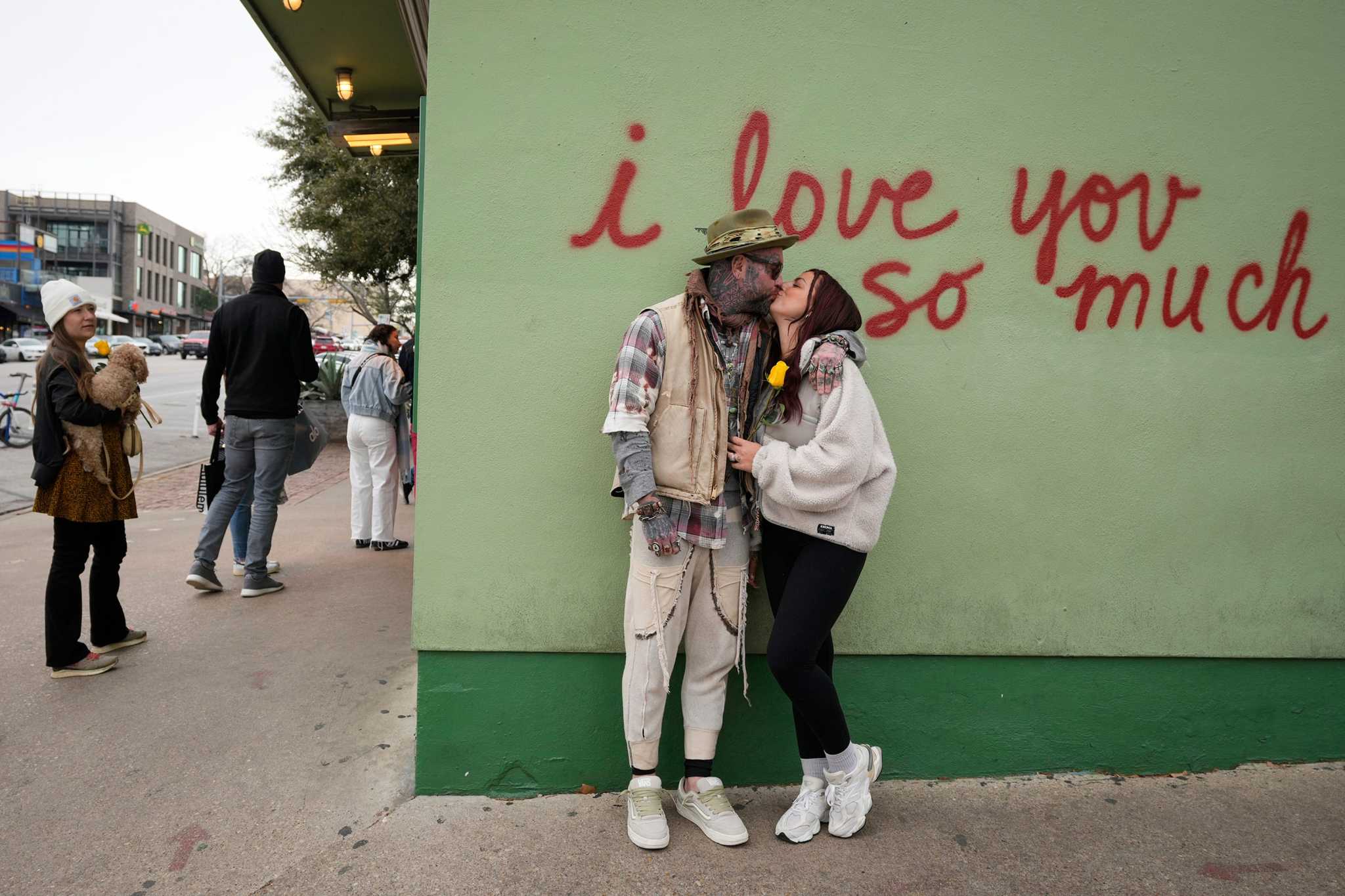 Happy Valentine's Day at Austin's I Love You So Much mural, see photos
