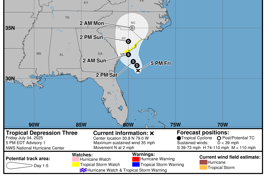 Tropical Depression Three forms in the Atlantic. Where it's going