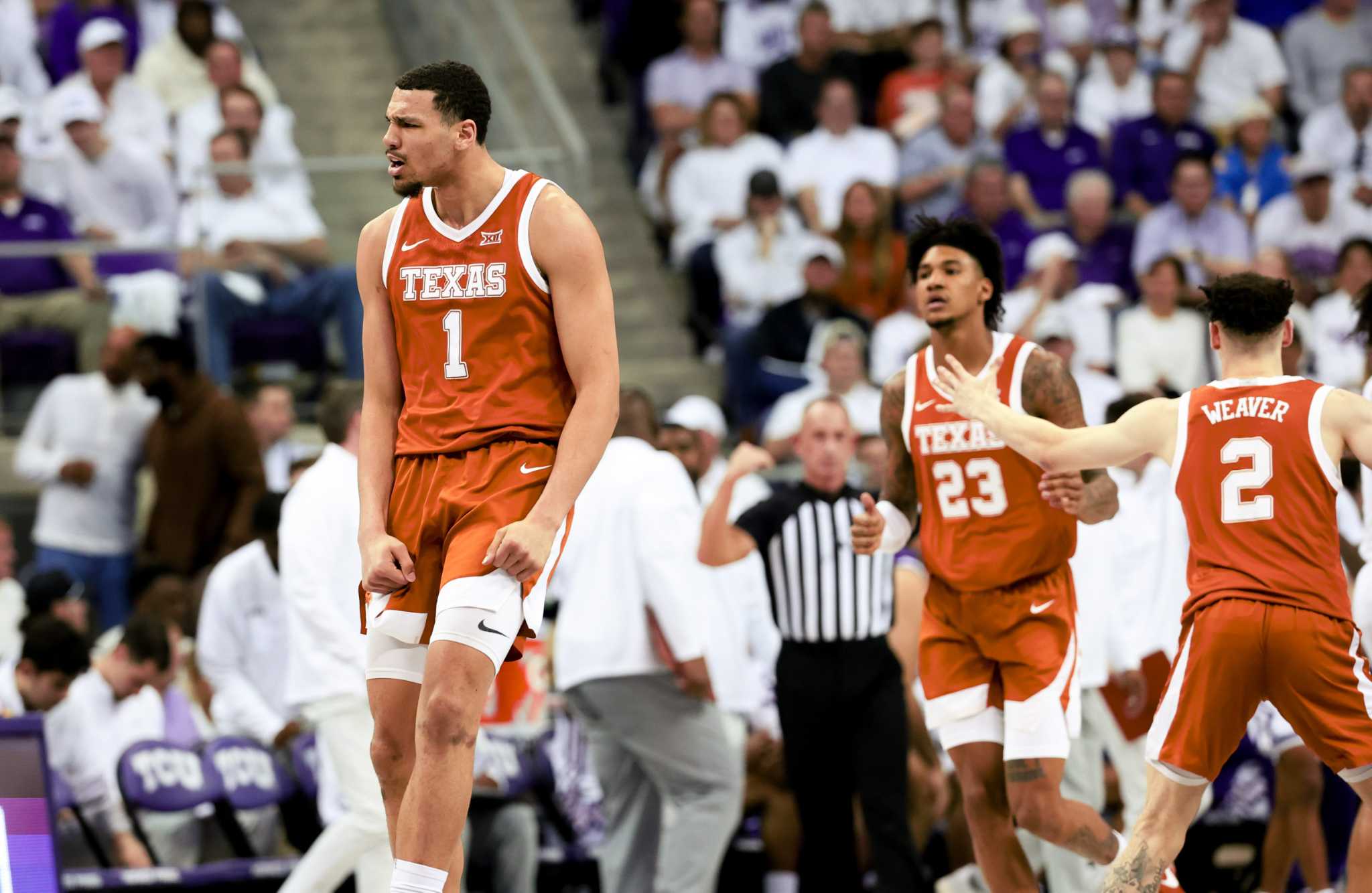 Max Abmas helps Texas basketball team pull away from TCU for road win