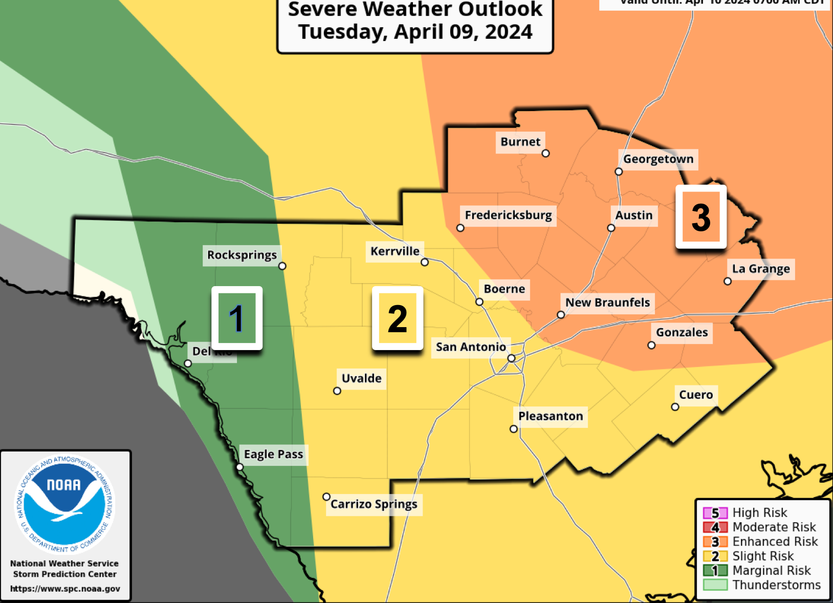 Travis, surrounding counties could see severe weather through midnight