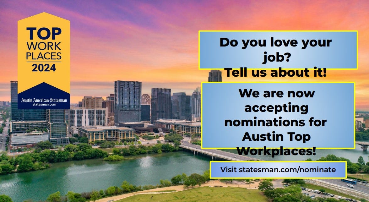 Nominations open for 2025 Top Workplace in Greater Austin