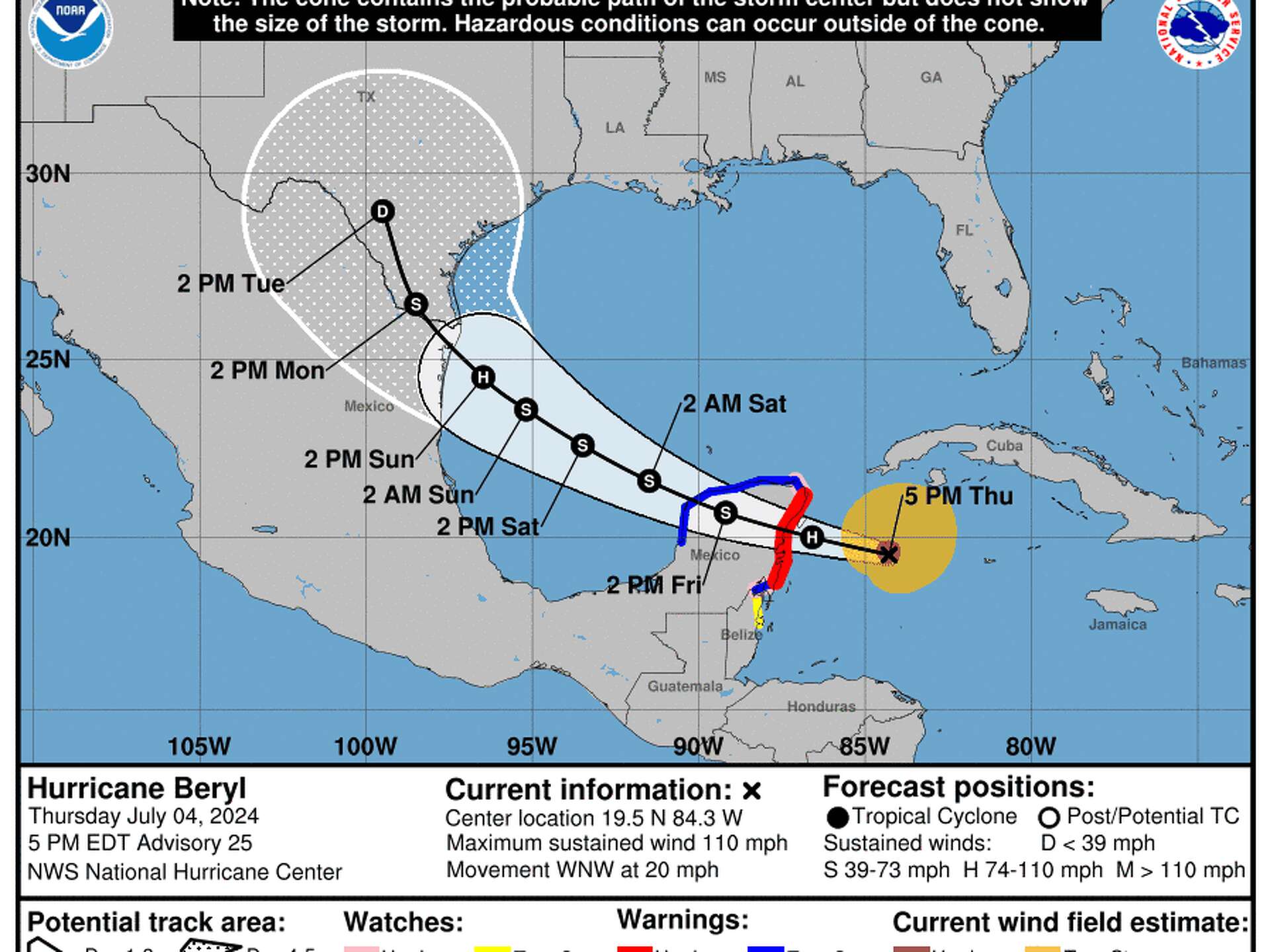 Hurricane Beryl could reach Austin, Texas as per 'cone of uncertainty'