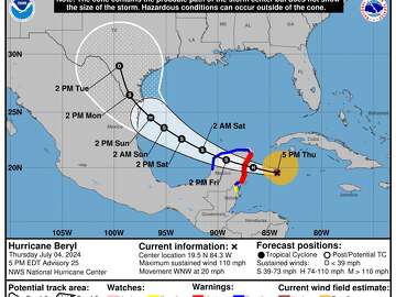 Hurricane Beryl could reach Austin, Texas as per 'cone of uncertainty'
