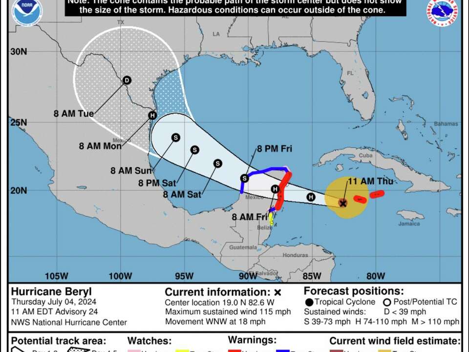 Hurricane Beryl could reach Austin, Texas as per 'cone of uncertainty'