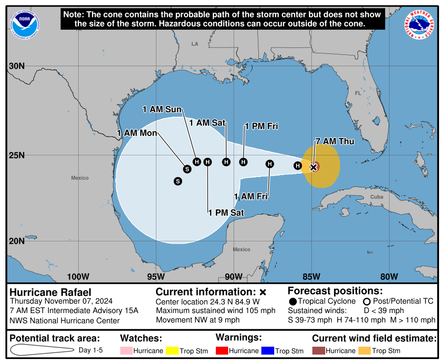 Hurricane Rafael turns toward Gulf of Mexico. Is Texas in its path?