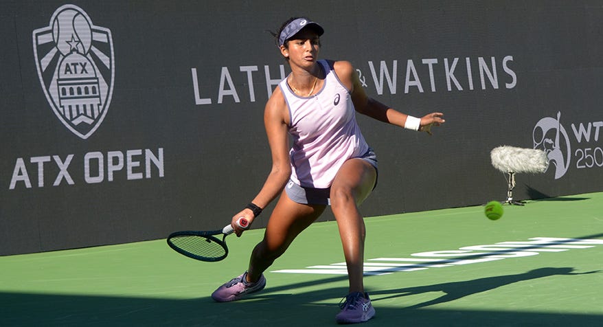 Former Texas tennis star Malaika Rapolu loses first match at ATX Open
