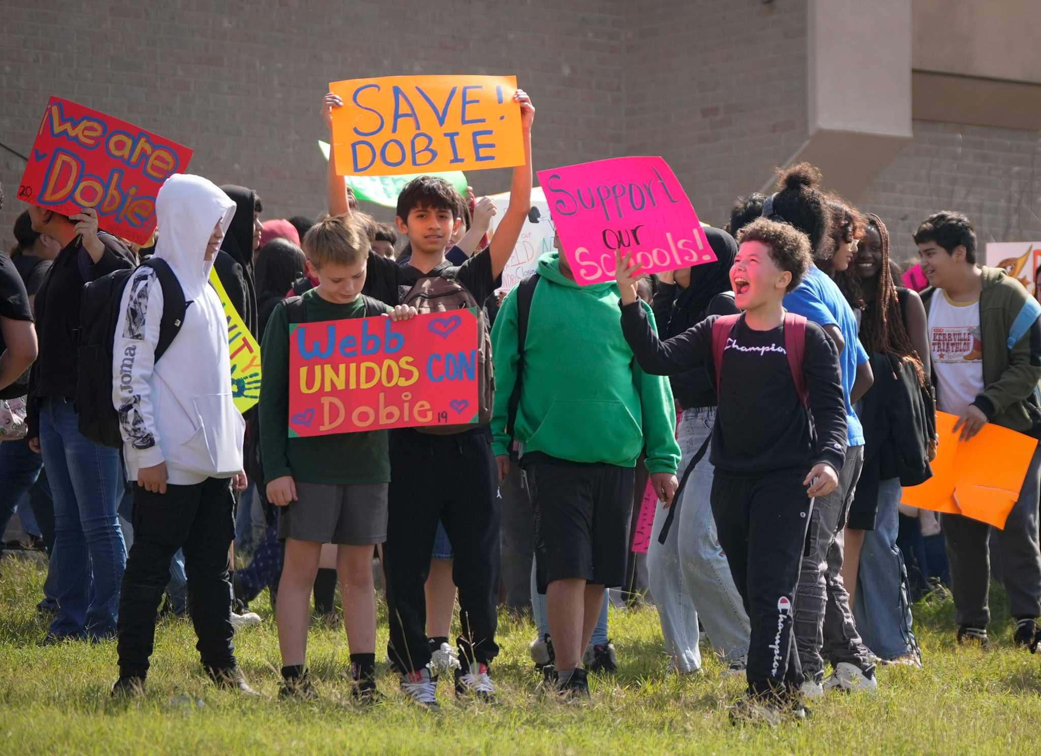 Dobie, Webb students walk out over AISD's proposed campus changes