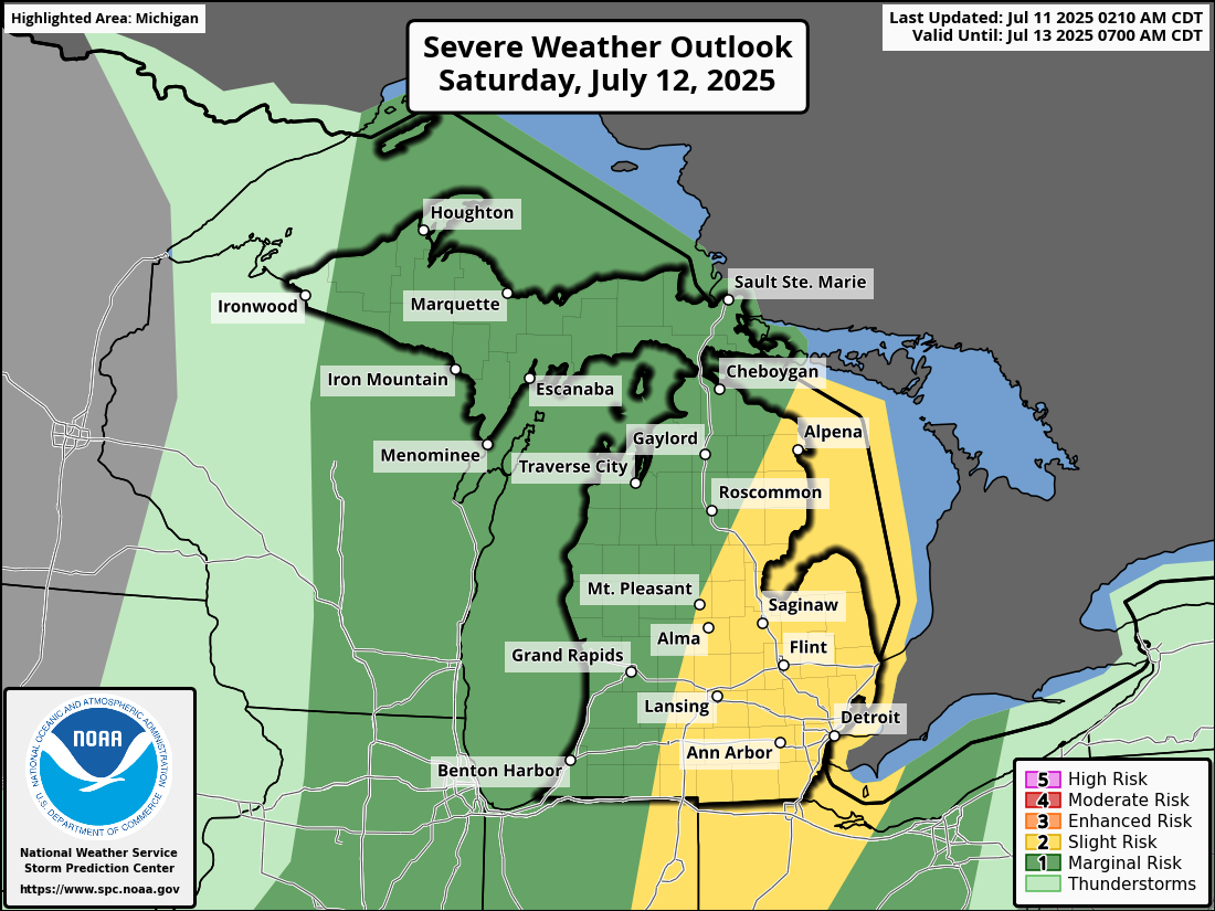 Two days of thunderstorms expected in Michigan tonight and tomorrow