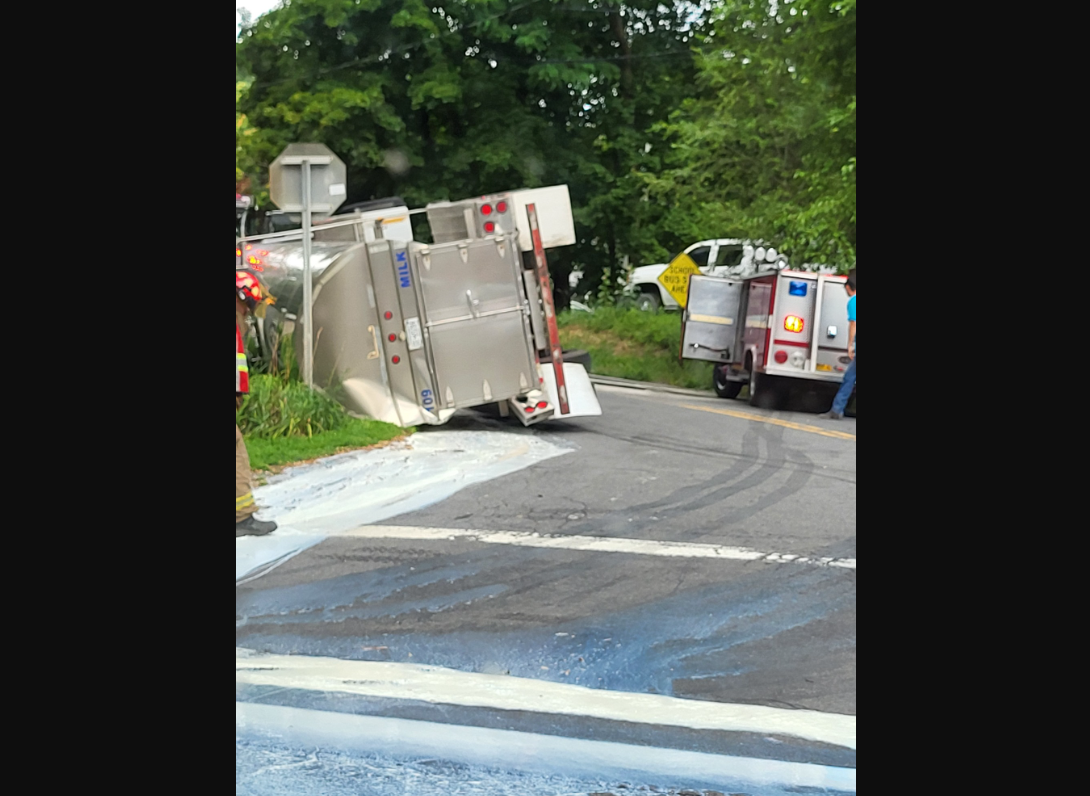 Milk truck crash in Columbia County causes spill on Route 217