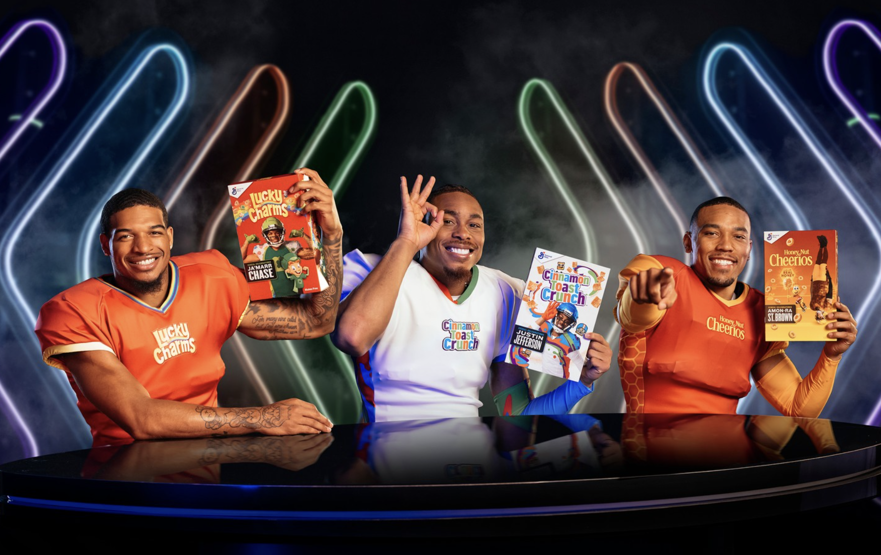 Amon-Ra St. Brown stars on Honey Nut Cheerios box for Cereal Training