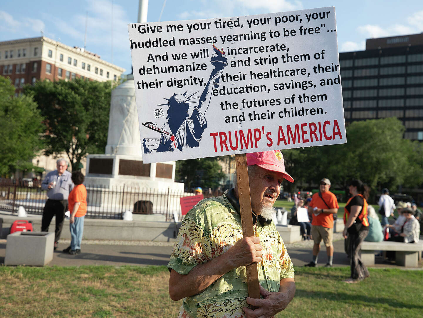 Hundreds gather on New Haven Green for 'Good Trouble' protests