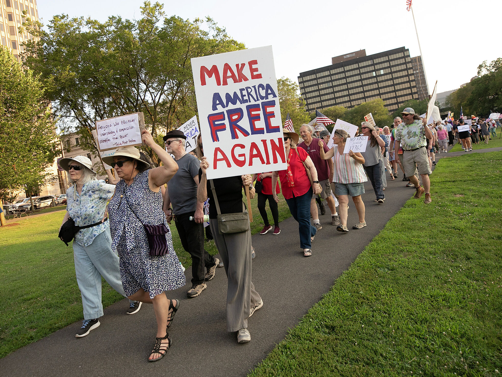 Hundreds gather on New Haven Green for 'Good Trouble' protests