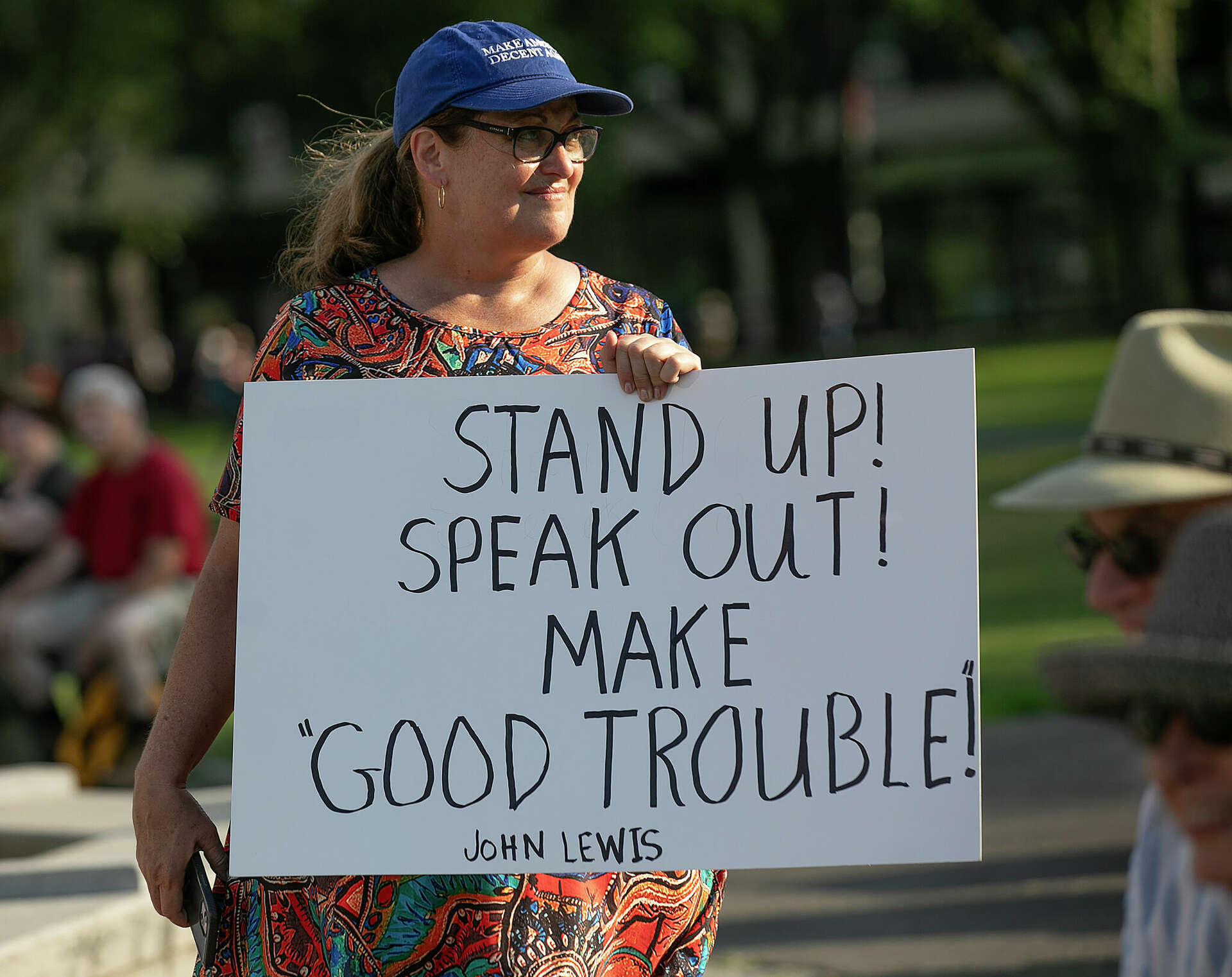 Hundreds gather on New Haven Green for 'Good Trouble' protests