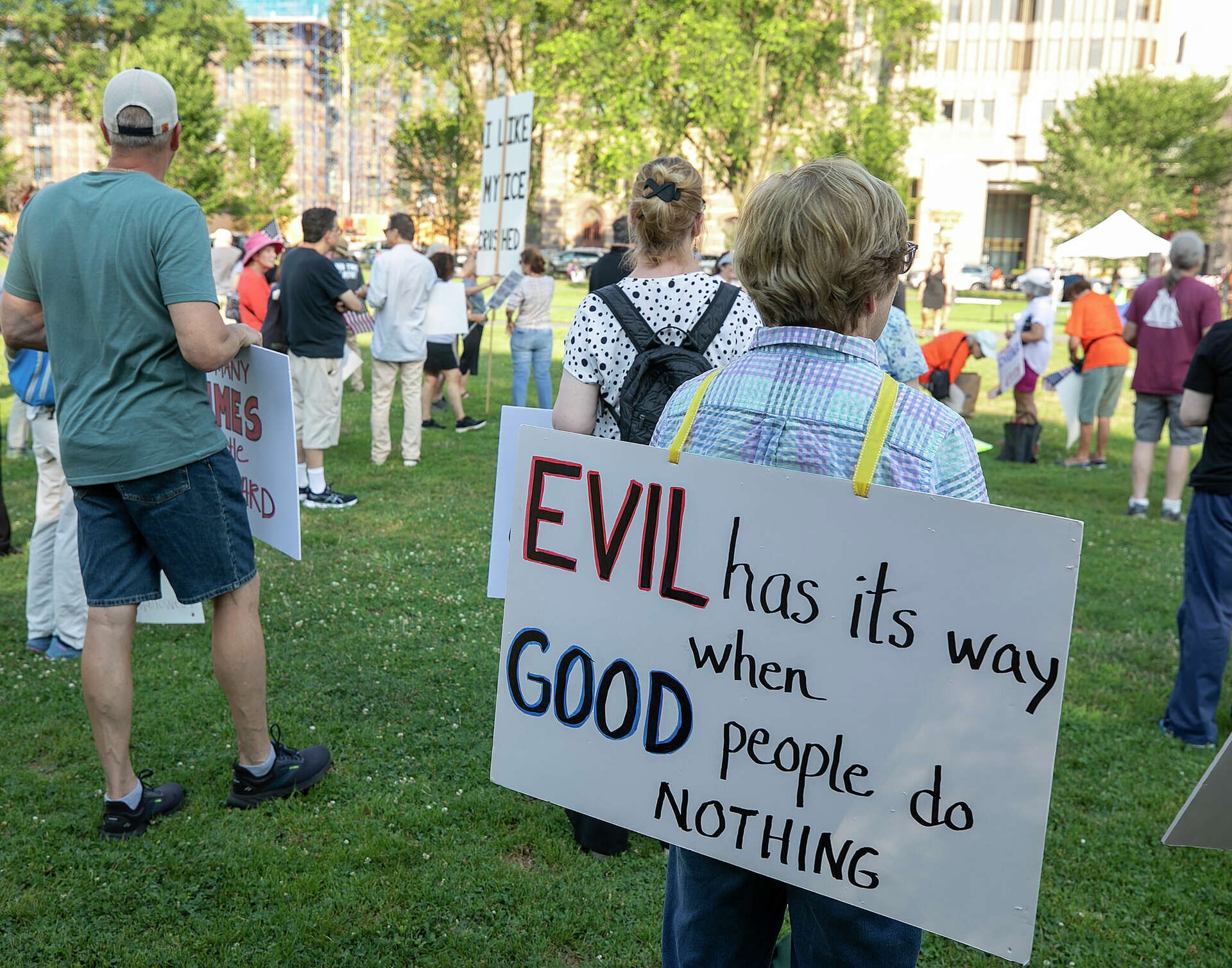 Hundreds gather on New Haven Green for 'Good Trouble' protests