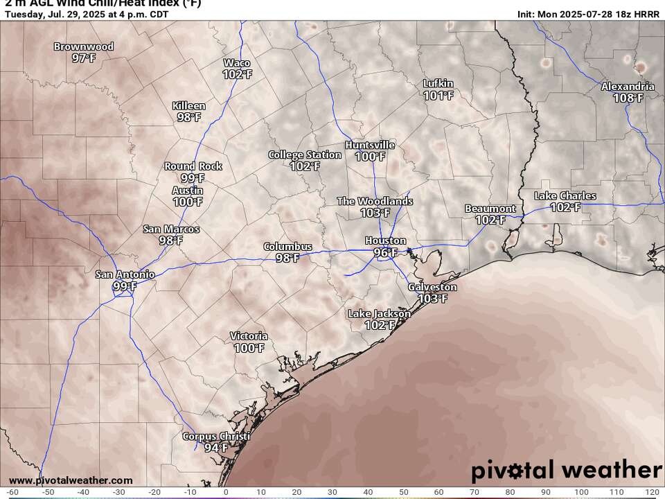 Houston nears 100 degrees on Tuesday. What about the humidity?