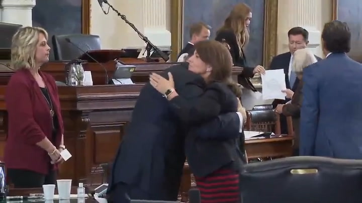Watch Angela Paxton hug, thank defense attorneys after husband's acquittal