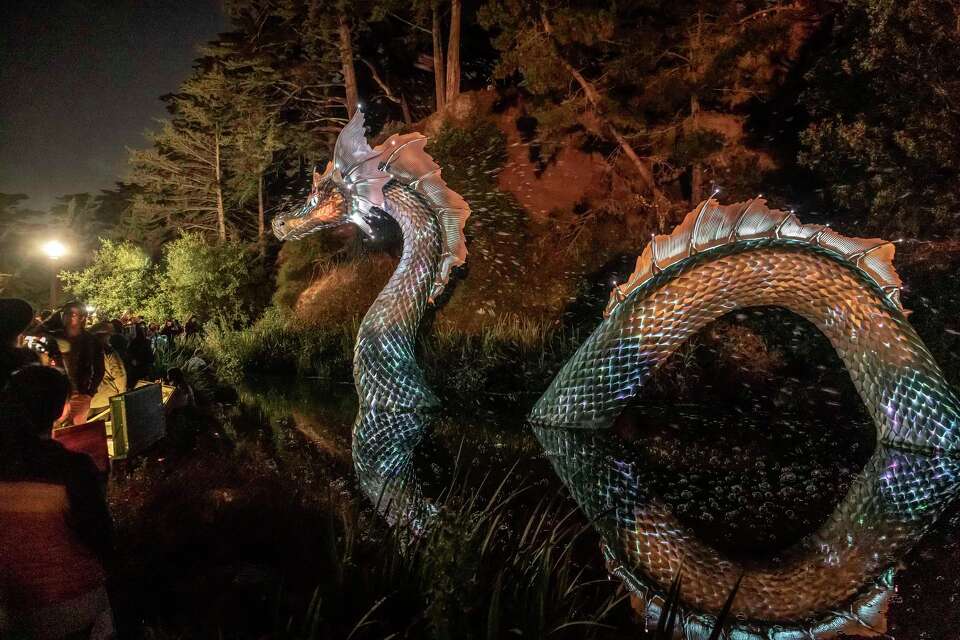 Sea serpent sculpture lights up Golden Gate Park in ‘magical’ debut