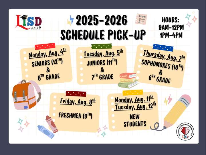 Schedule pickup dates set for LISD middle and high school students