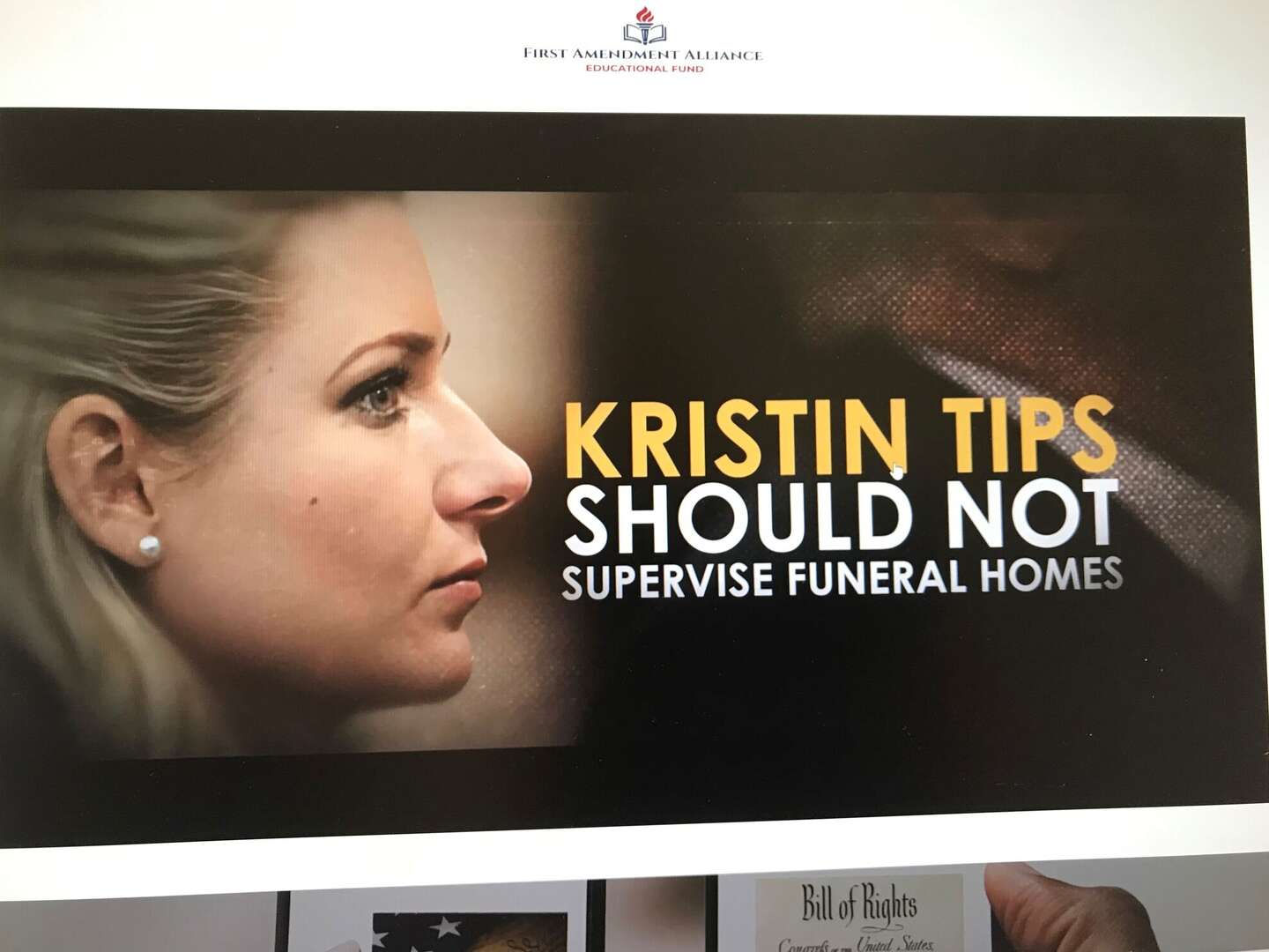 Kristin Tips 'has no business' running funeral commission: ad