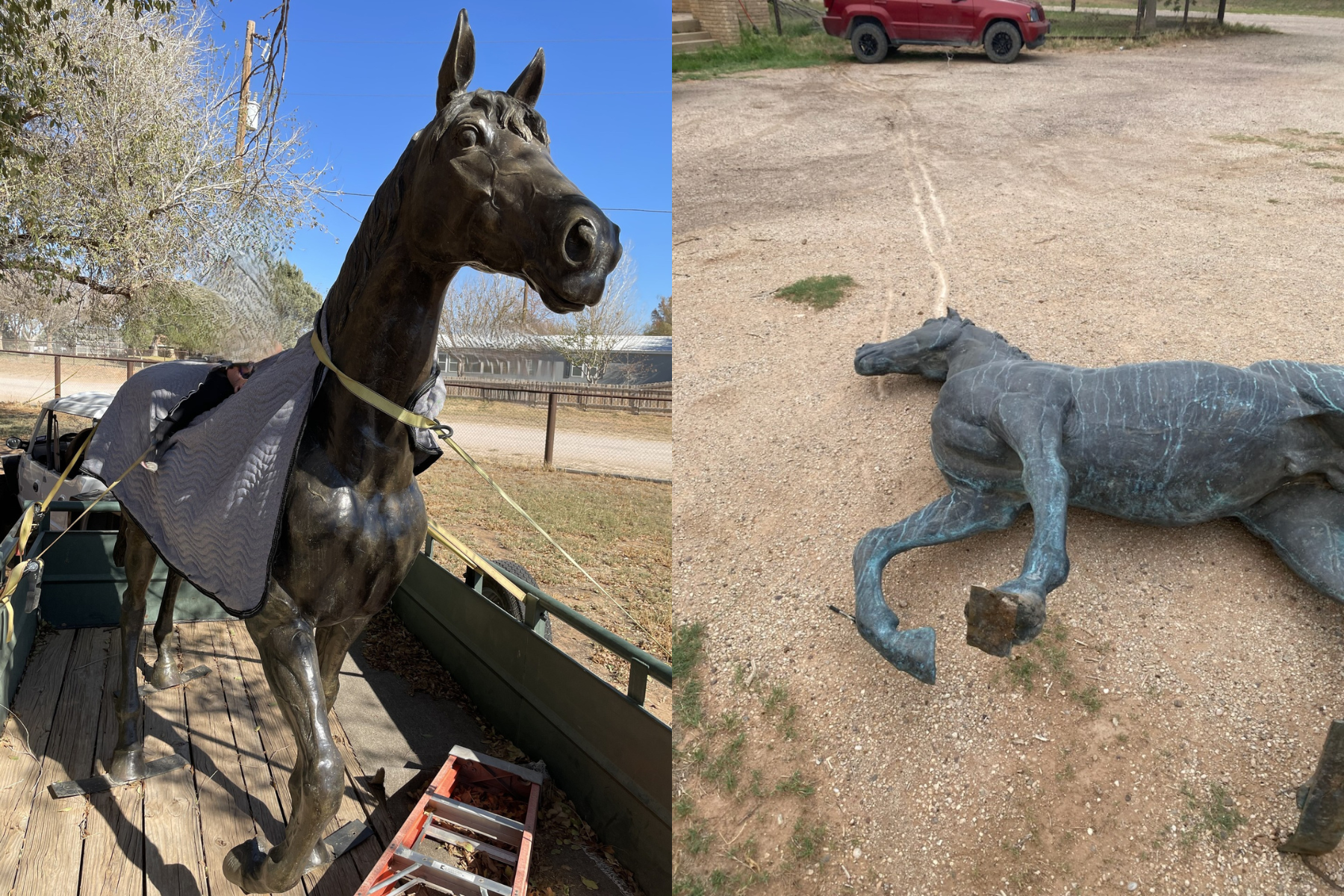 Midland officials seek tips after 1,500-pound horse statue stolen