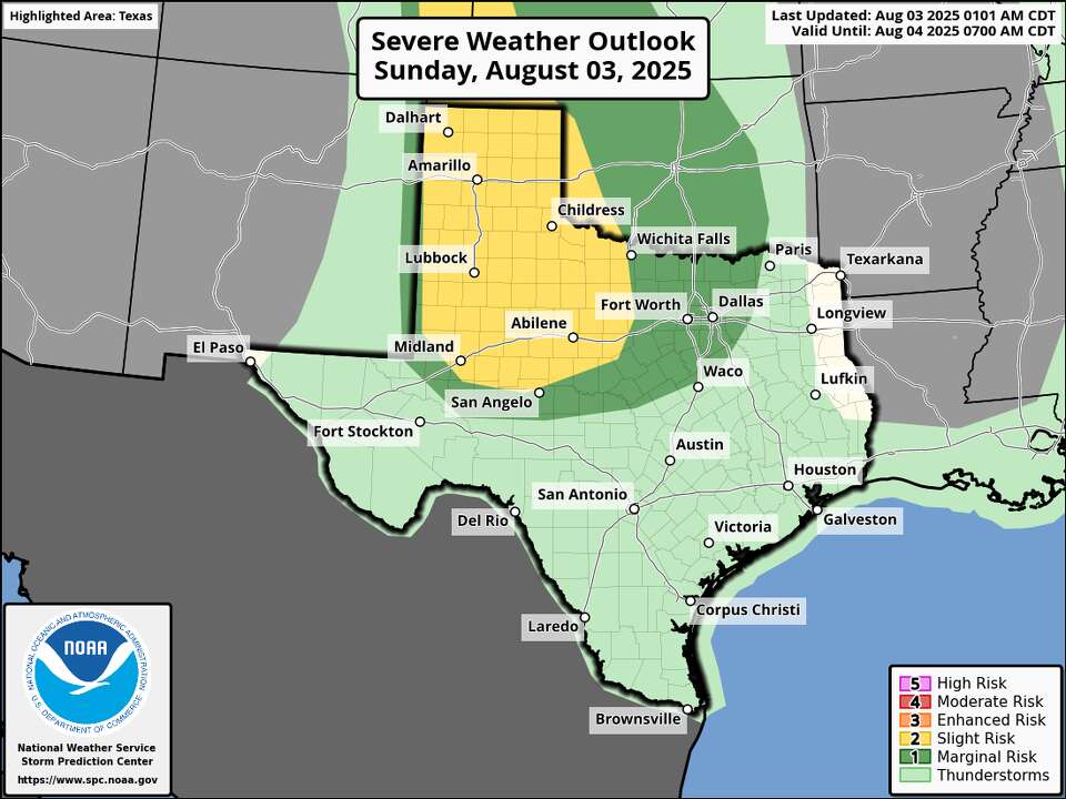 Severe storms to hit parts of Texas late Sunday. Here’s where.