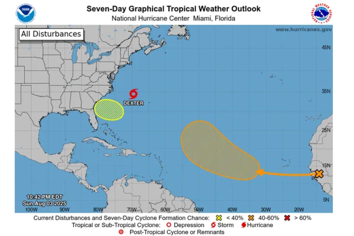 Hurricane tracker: Track Tropical Storm Dexter's path in the Atlantic