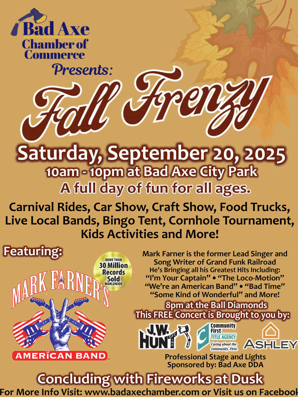 Mark Farner headlines Bad Axe Fall Frenzy 2025 with free concert