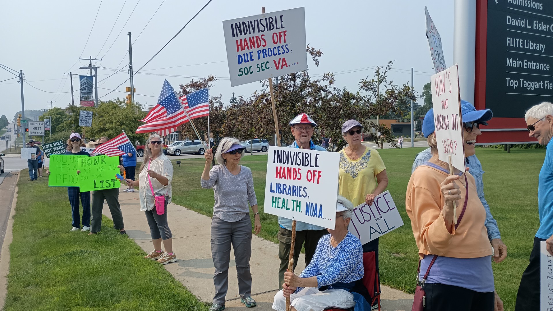 Protesters rally against Trump policies and ICE actions in Big Rapids