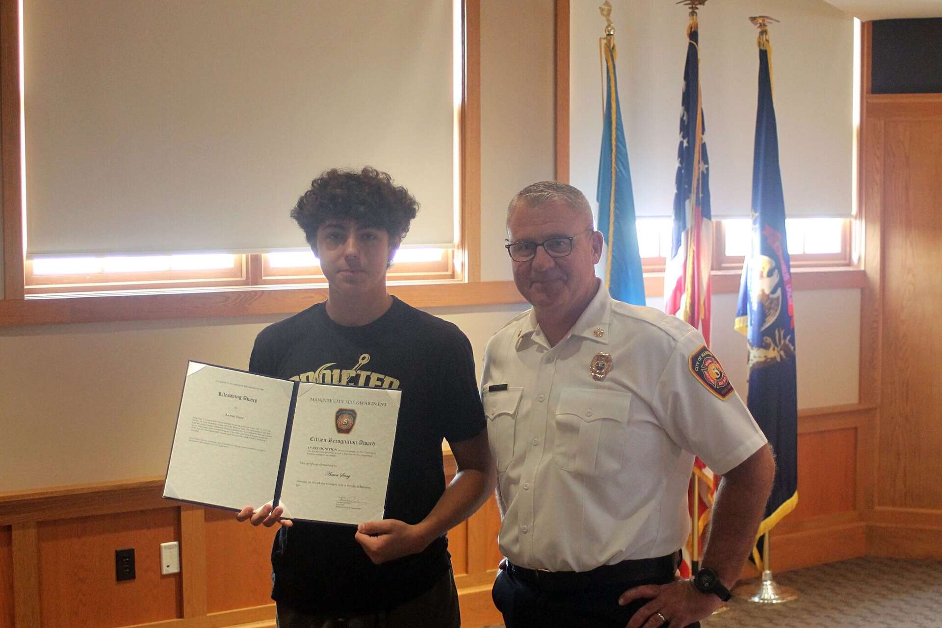 City of Manistee recognizes area teen's lifesaving action