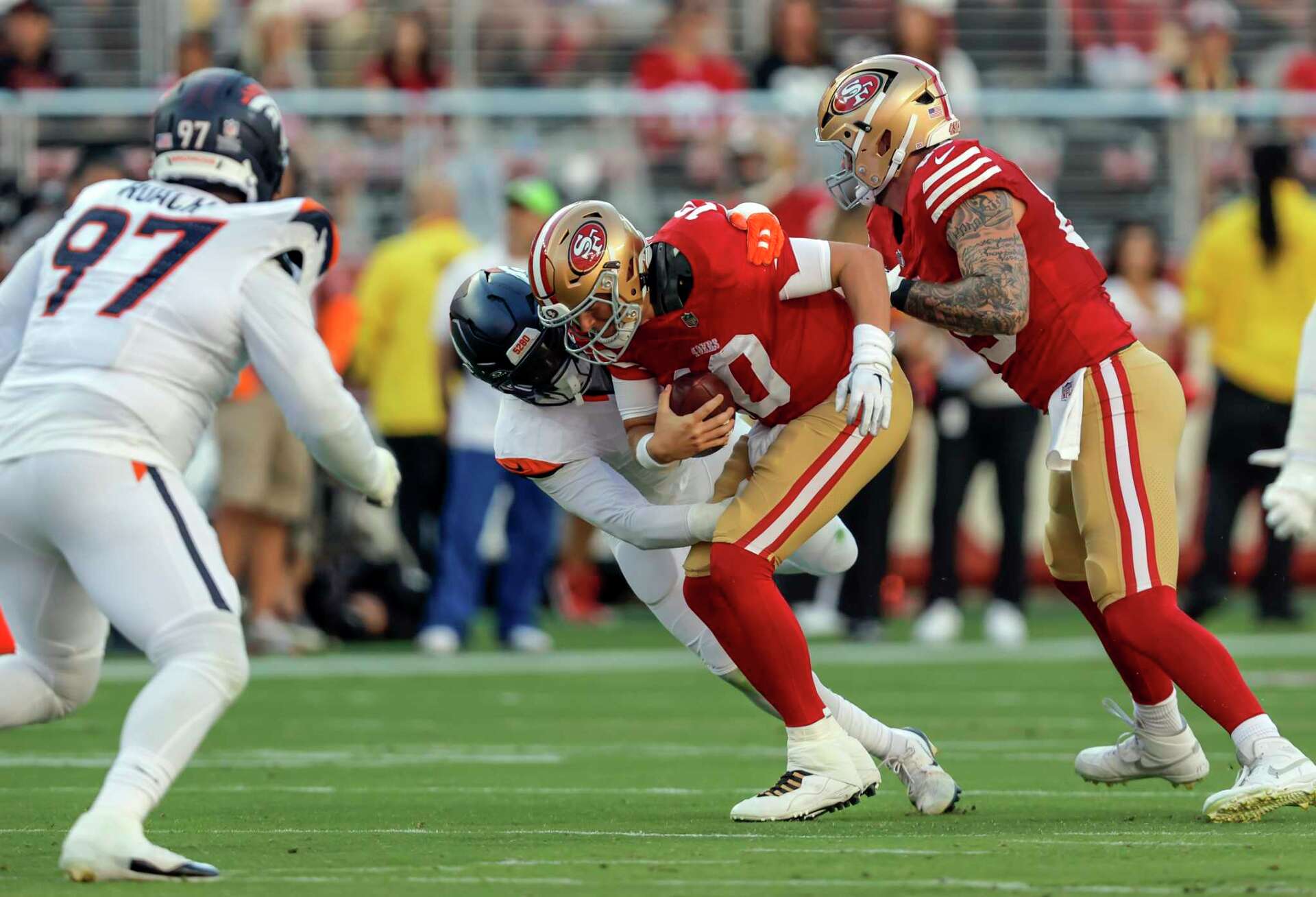 Mac Jones’ 49ers debut reflects career in preseason rout by Broncos