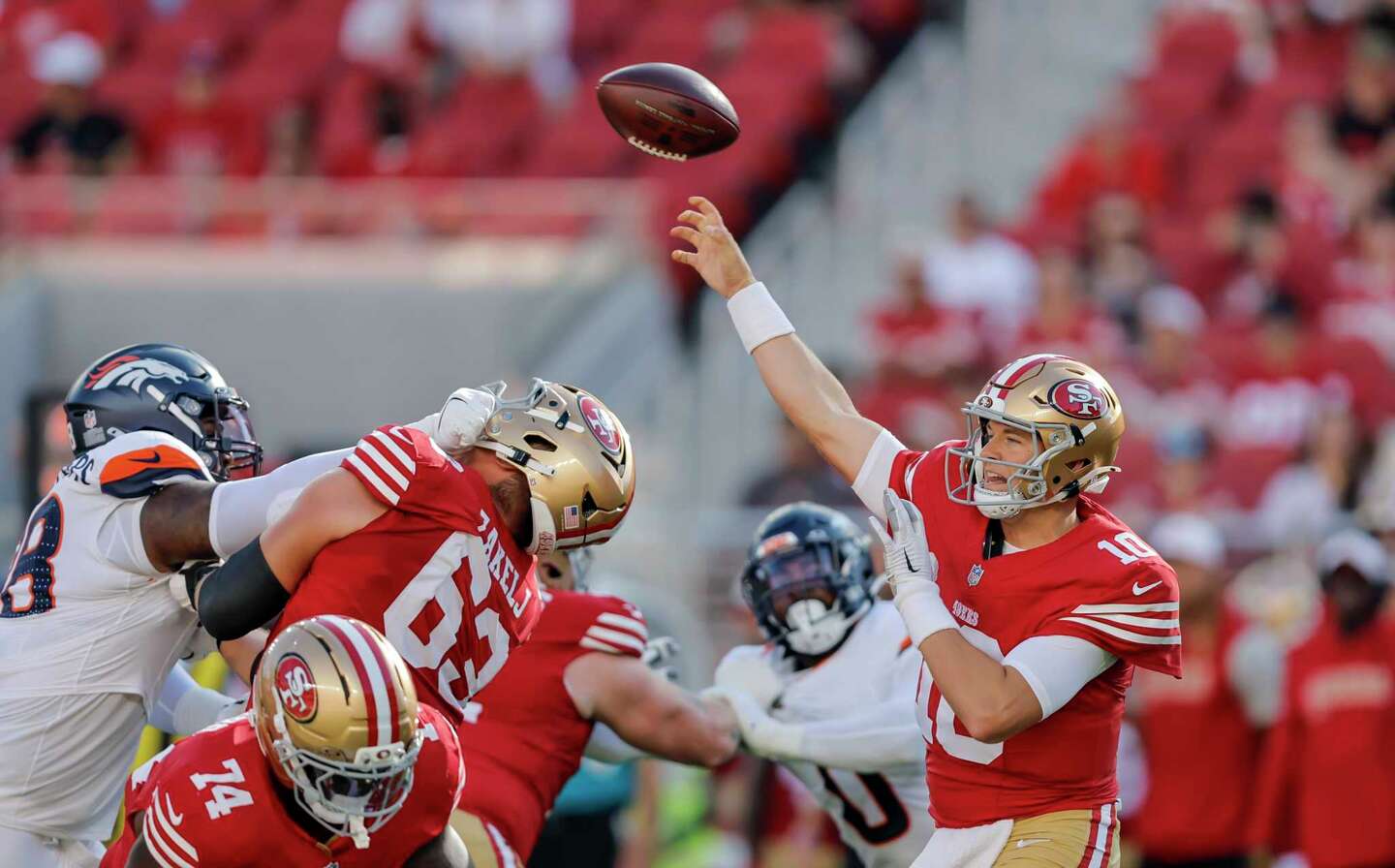 Mac Jones’ 49ers debut reflects career in preseason rout by Broncos