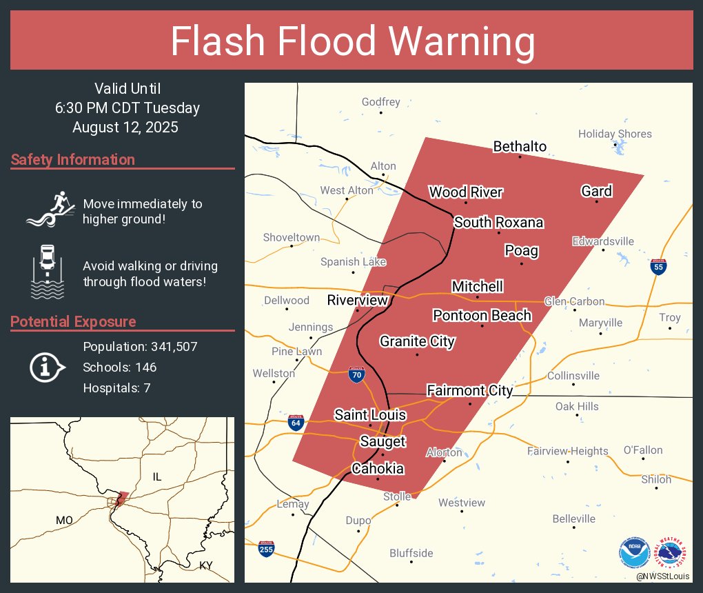 Flash Flood Warning issued for St. Louis, Edwardsville and East Alton